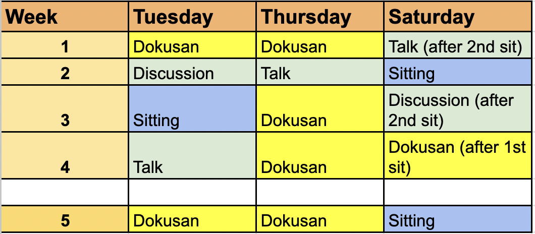 Schedule Summary - Greater Boston Zen Center